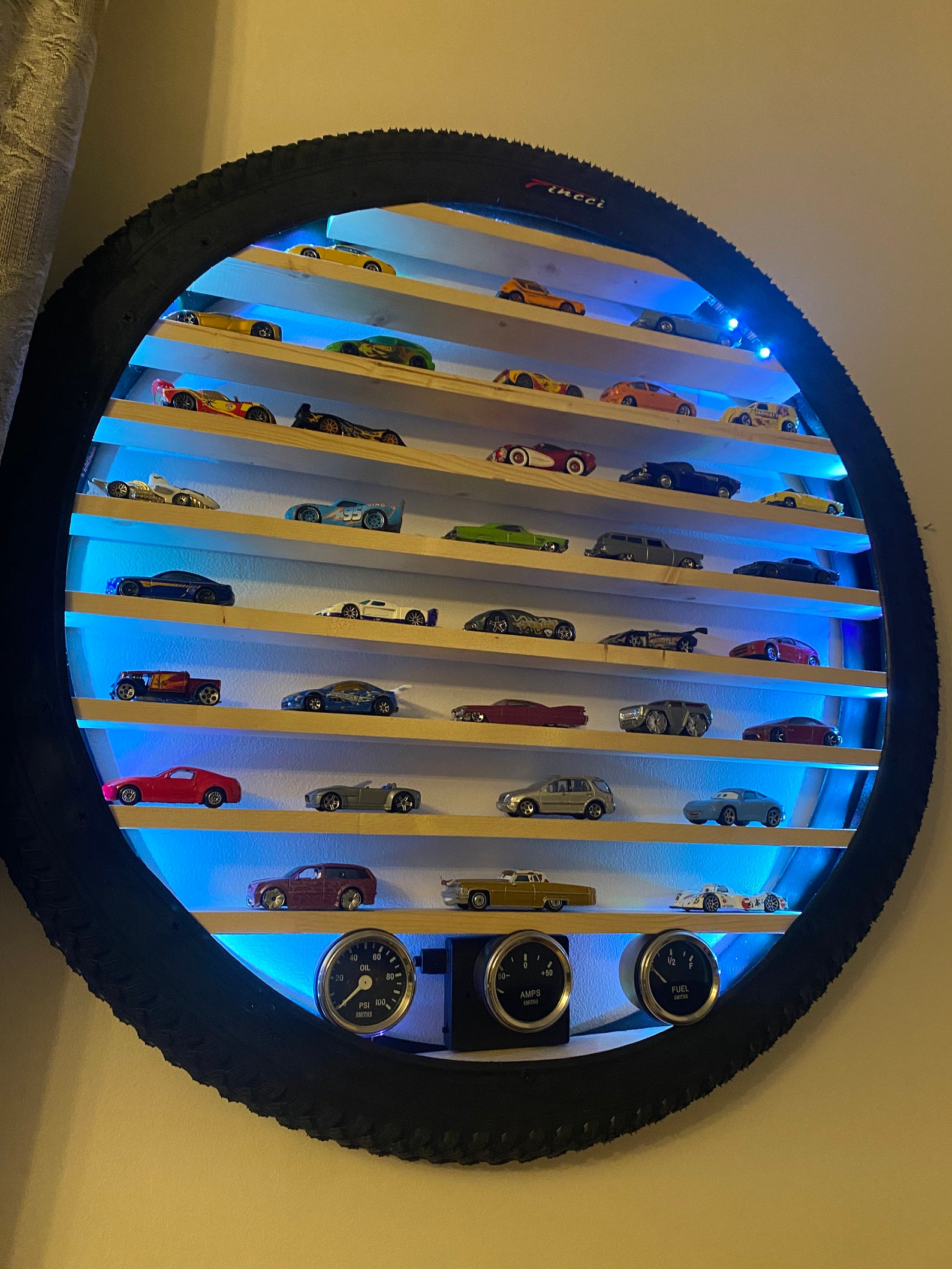 26" Tire Toy Car Display Shelf, LED Lit Man Cave Decor - Etsy