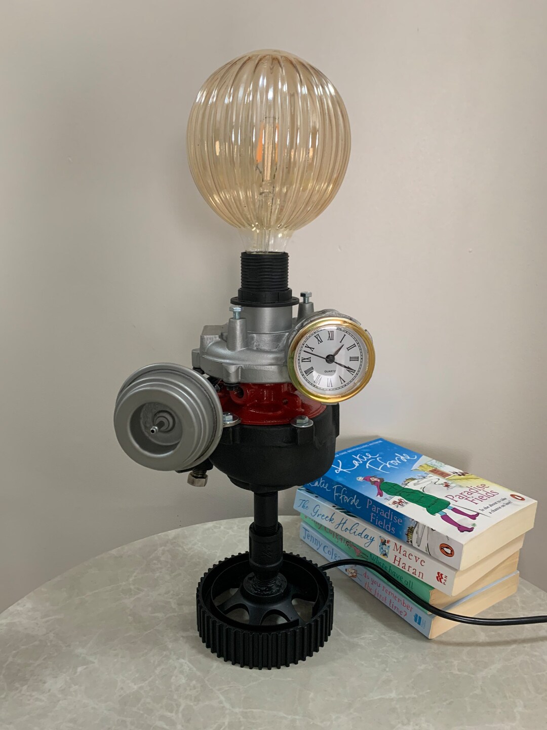Table Lamp Made Car Parts , Turbo Lamp, Audi Turbocharger With Clock ...