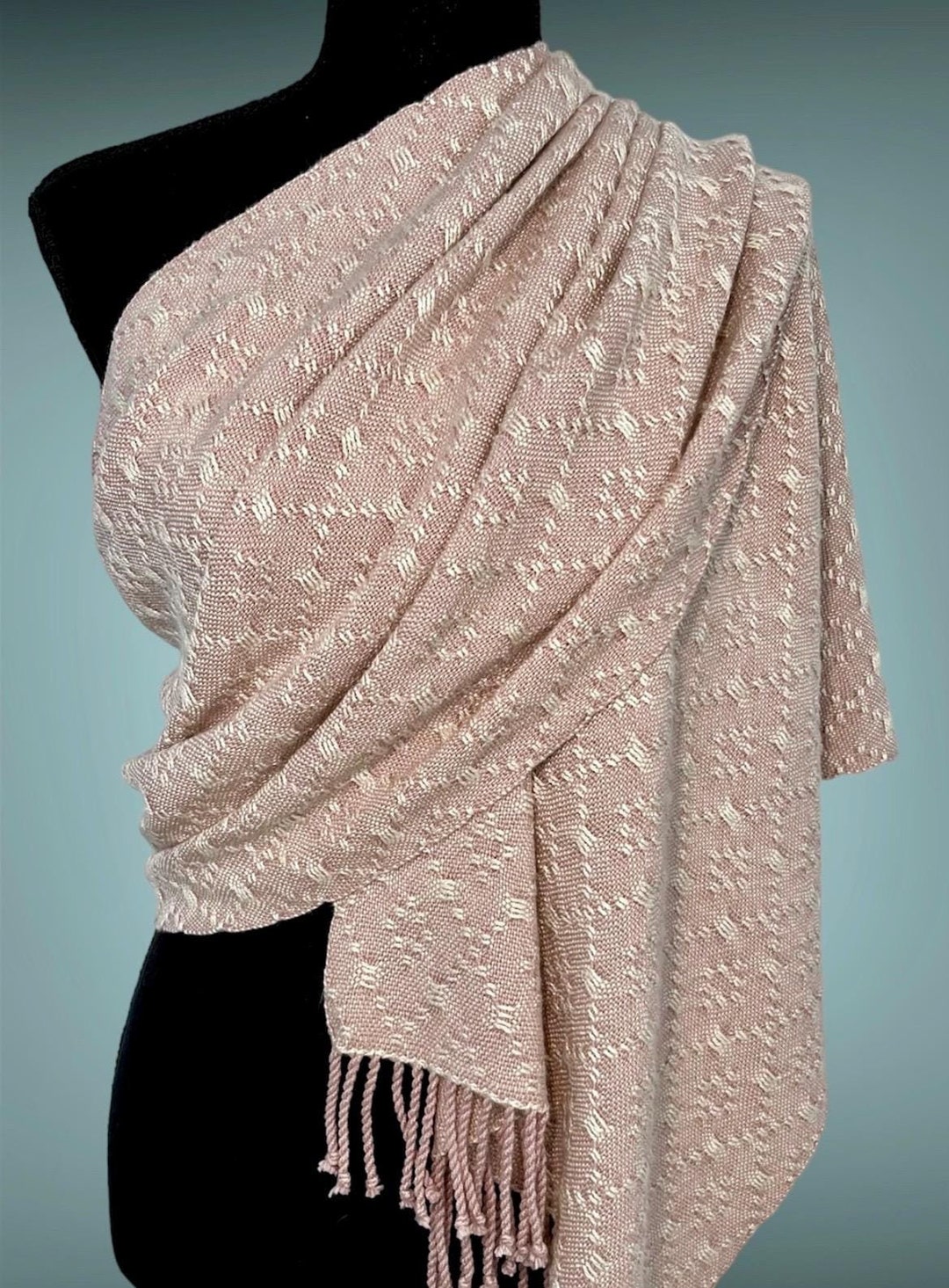 Handwoven Shawl in Cotton and Bamboo | Fall Winter Wrap | Cool Weather ...