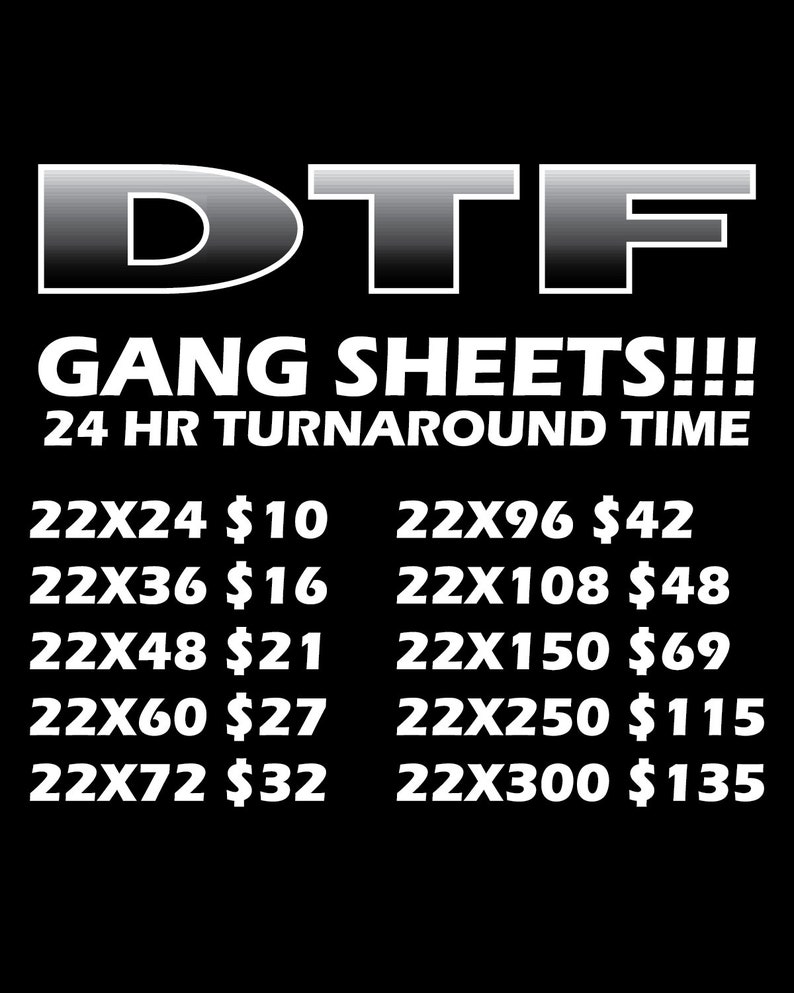 DTF Gang Sheet, DTF Transfer, Custom Heat Transfer, 22 Inch Gang Sheet ...