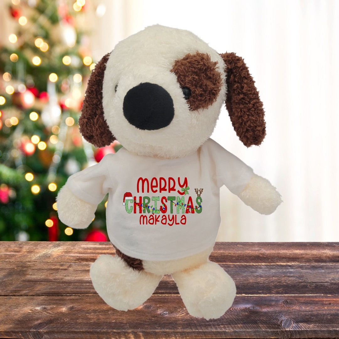 Personalize Merry Christmas Stuffed Dog Christmas Dog - Etsy