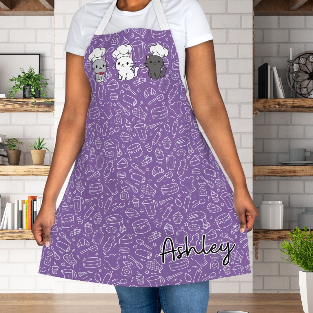 Personalize Cat Chefs Baking Apron, Baking Gift, Bakers Apron, Cat ...