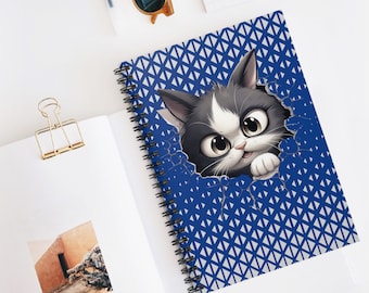 Bookish Tuxedo Cat Mid-century Modern Library Pink Green Notebook, Gift ...