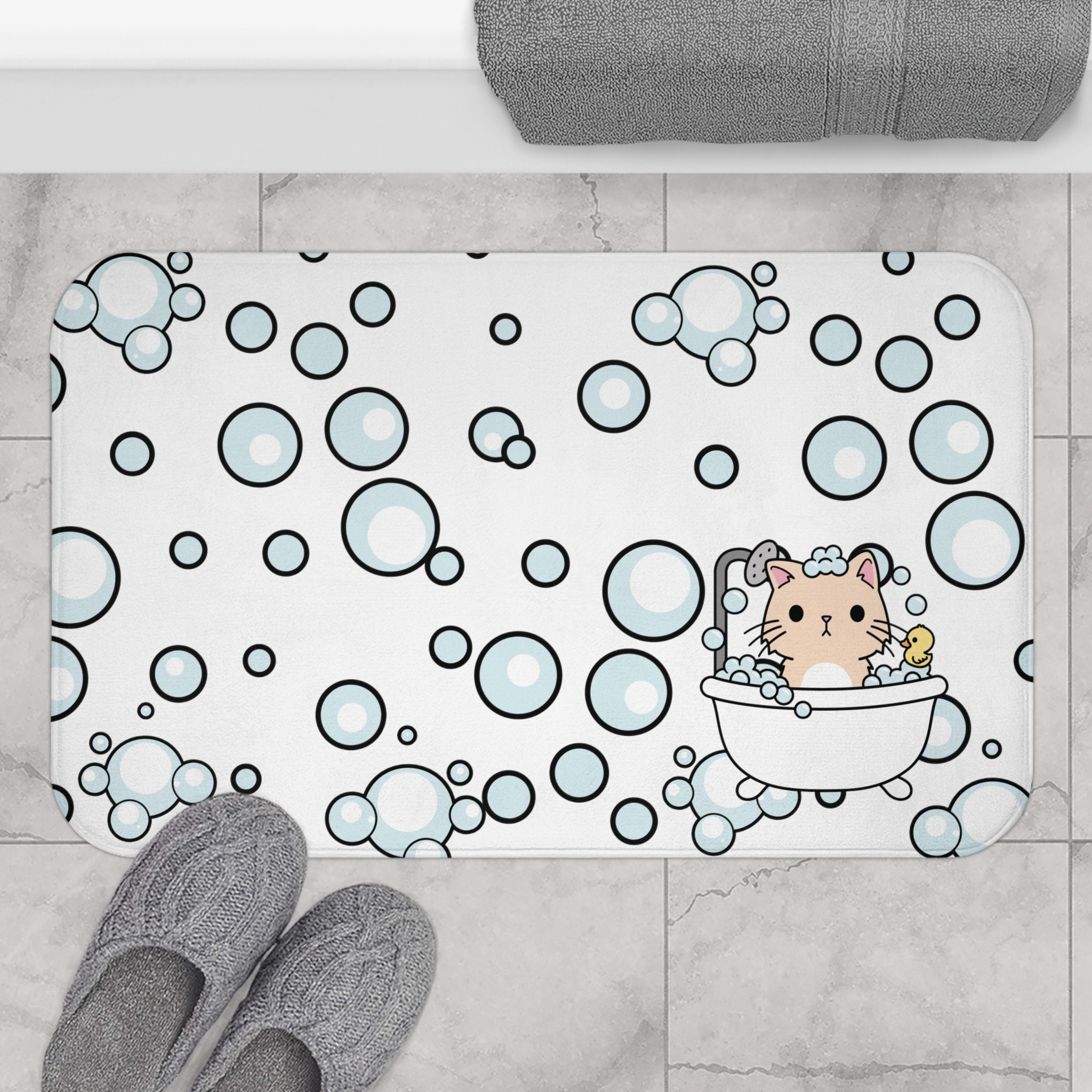 Cat Rubber Duck Bath Mat, Cat Bathroom Mat, Cat Lovers Gift, Cat Mom ...