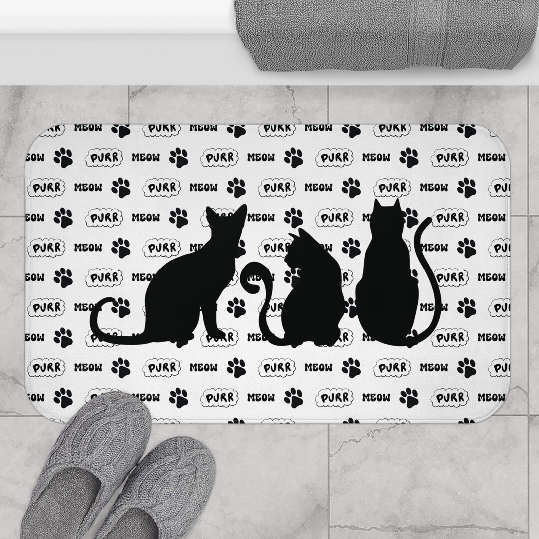 Black Cats Bath Mat, Cats Bathroom Decor, Cat Lovers Bathroom, Gift for ...