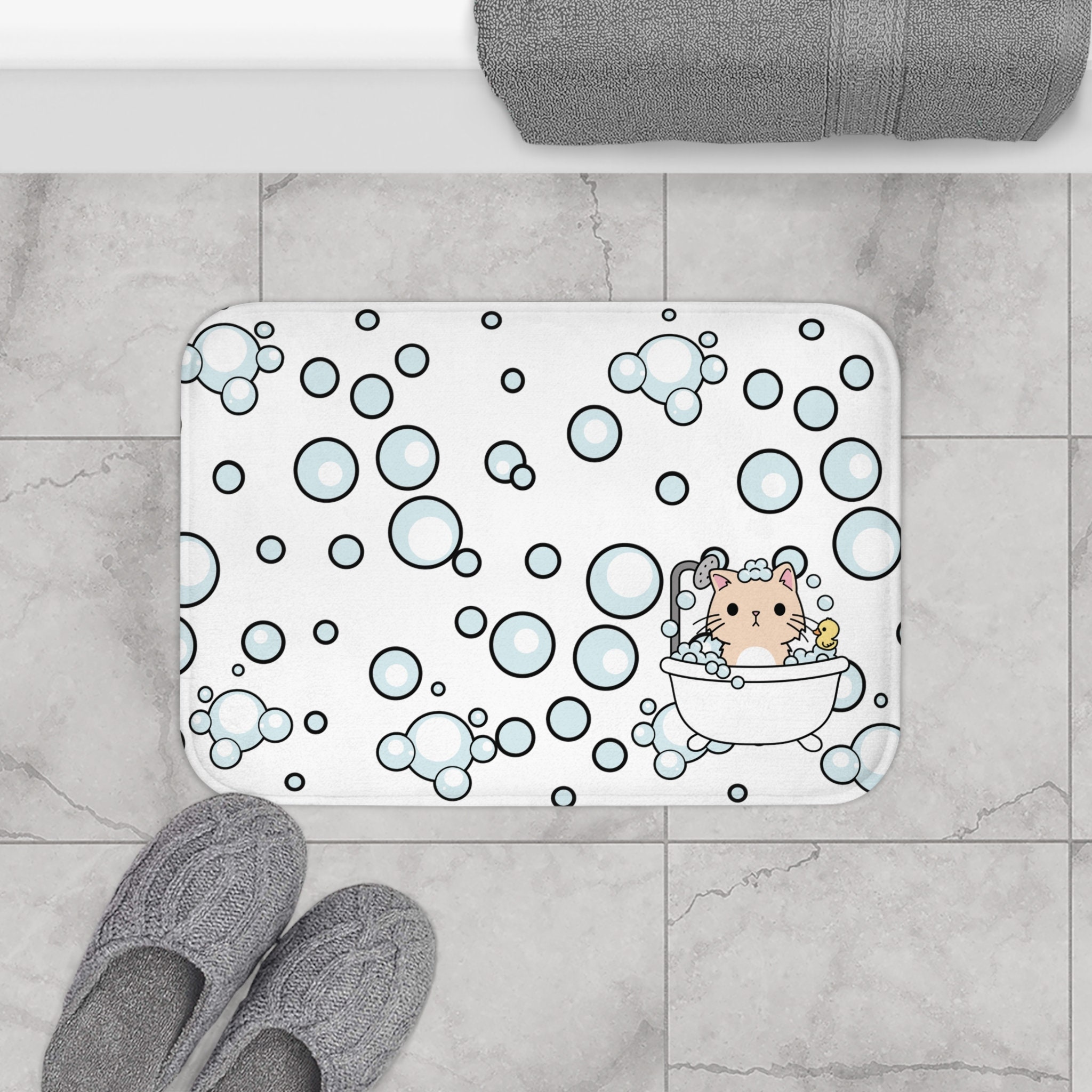 Cat Rubber Duck Bath Mat, Cat Bathroom Mat, Cat Lovers Gift, Cat Mom ...