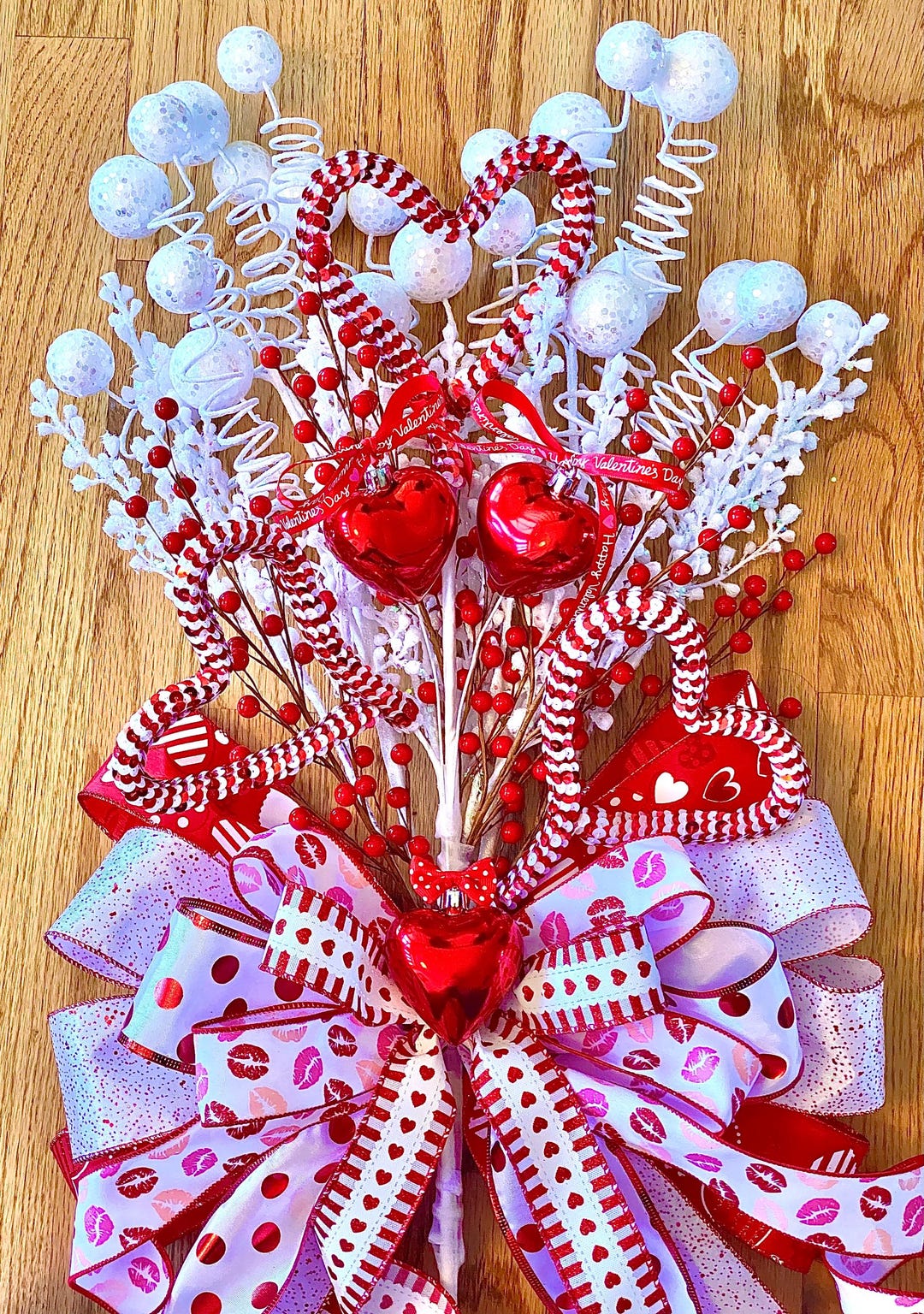 Red & White Valentine Tree Topper Valentine Tree Decoration Door Decor ...