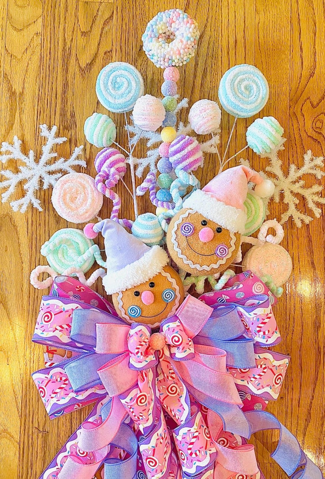 Pink Candyland Gingerbread Tree Topper Christmas Tree Decoration - Etsy