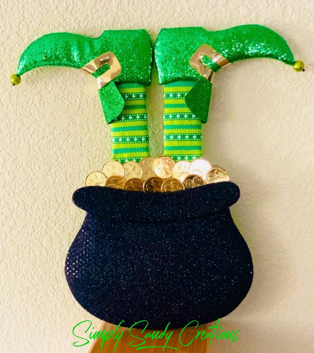 Pot of Gold Leprechaun St Patrick’s Day Handmade Wreath Attachment Door ...
