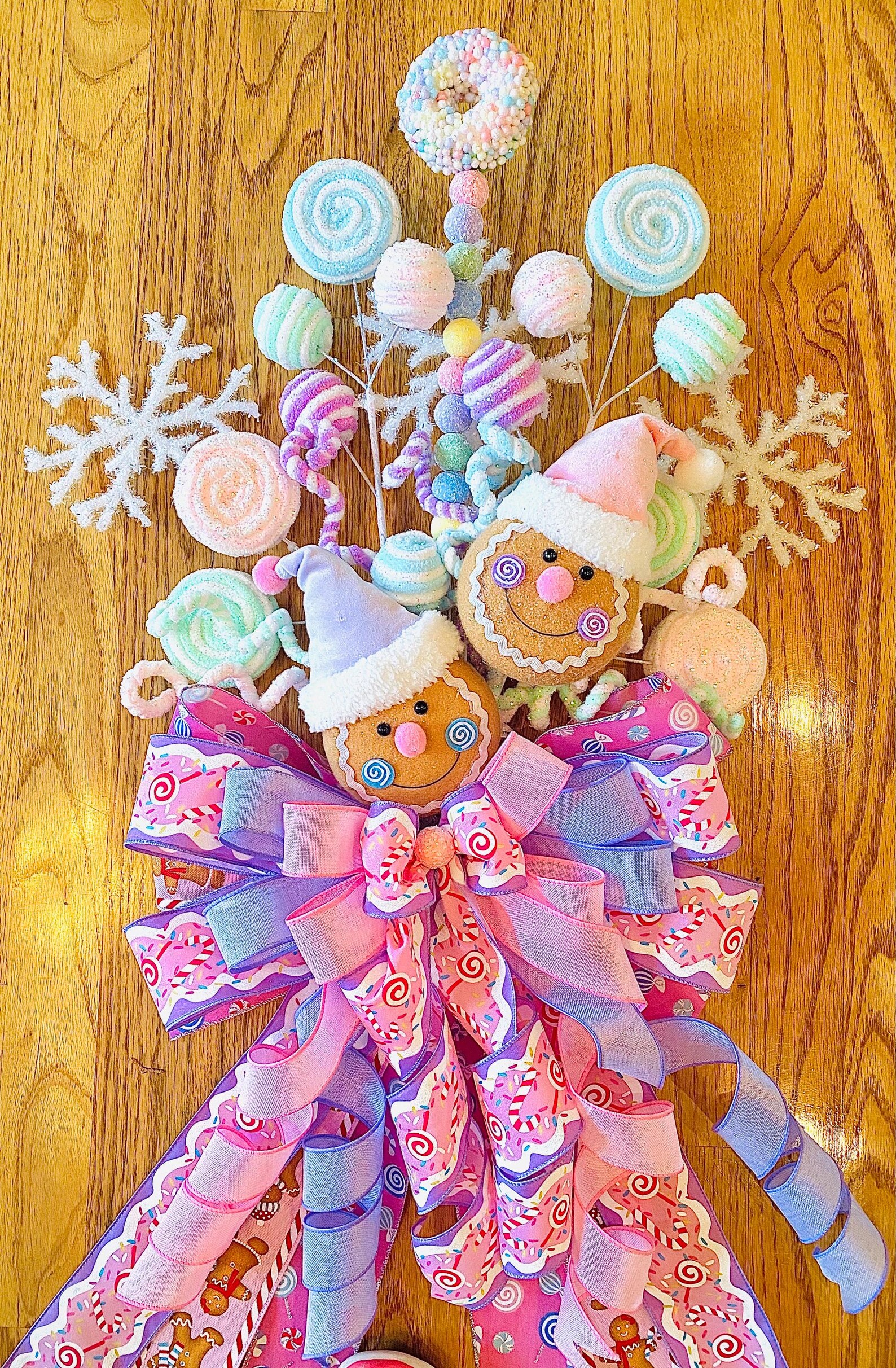 Pink Candyland Gingerbread Tree Topper Christmas Tree Decoration - Etsy
