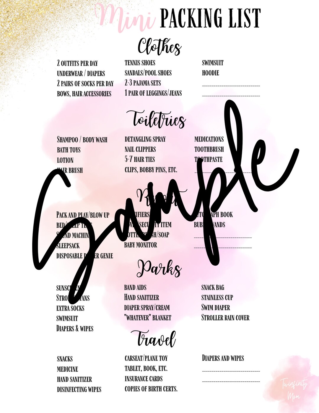 Mini Packing List / Disneyworld / Instant Download / Printable - Etsy