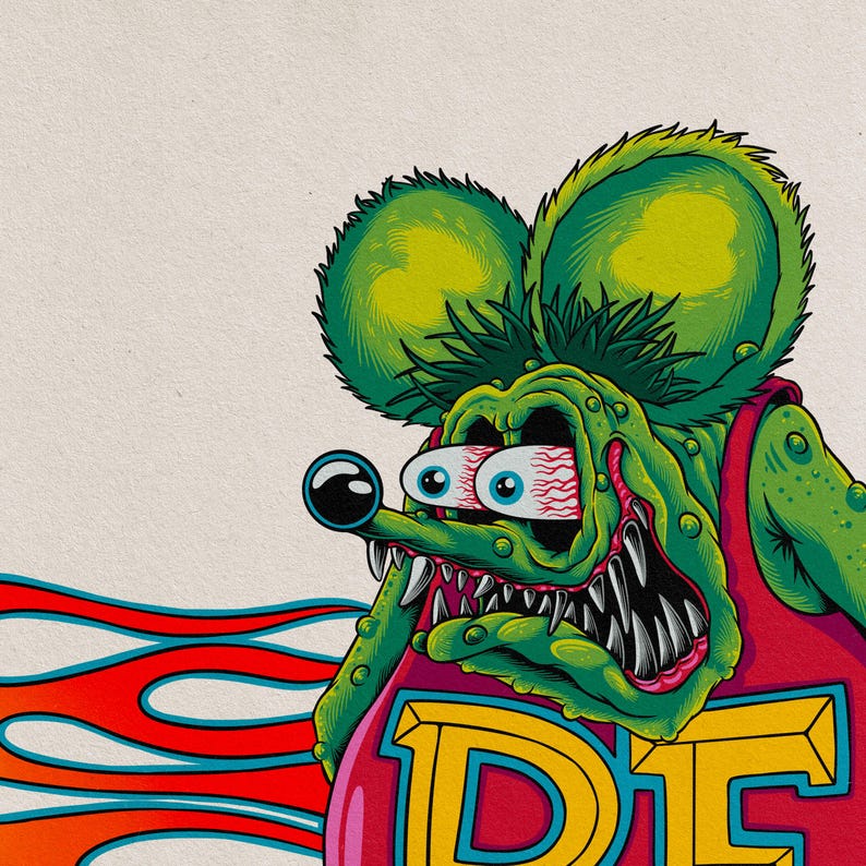 Rat Fink PNG – Hot Rod Monster Clipart, Retro Kustom Kulture Art ...