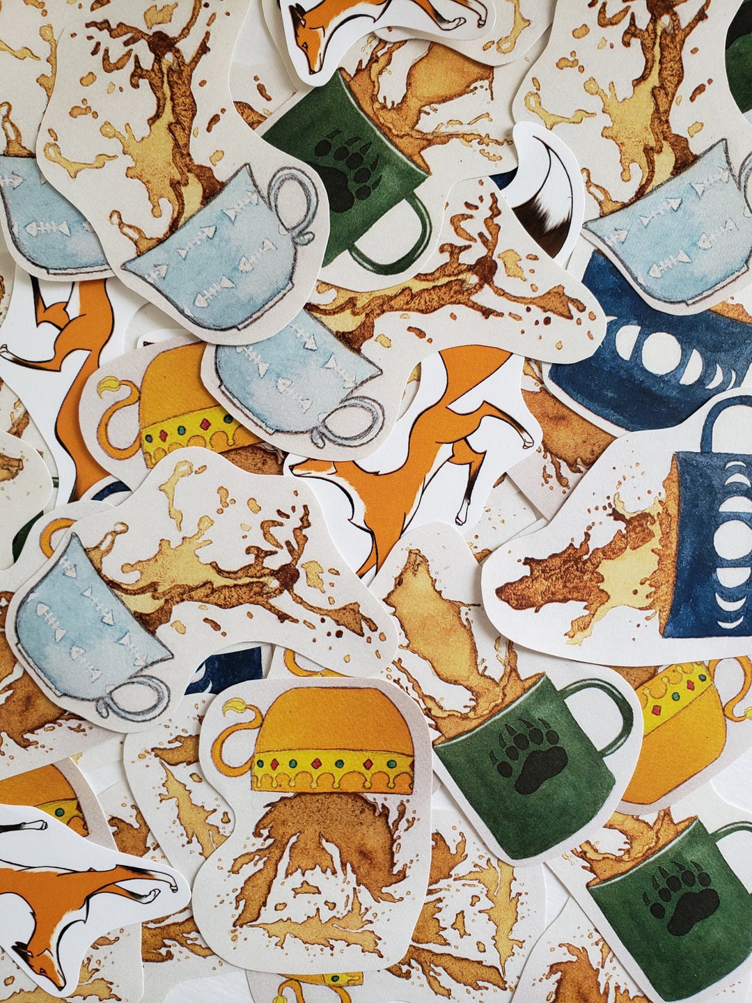 Animal Coffee Splash Stickers Coffee Lovers Stickers Cat - Etsy
