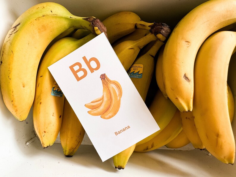 Printable Alphabet Flash Cards With Fruits and Vegetables - Educational ...