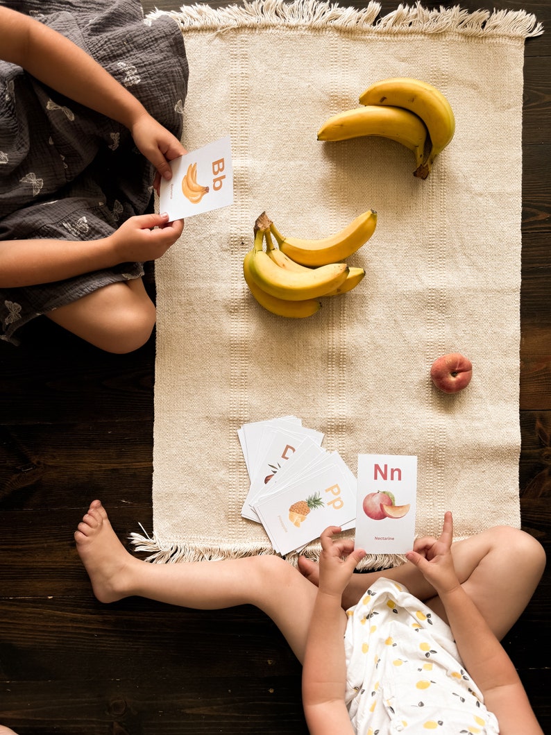 Printable Alphabet Flash Cards With Fruits and Vegetables - Educational ...