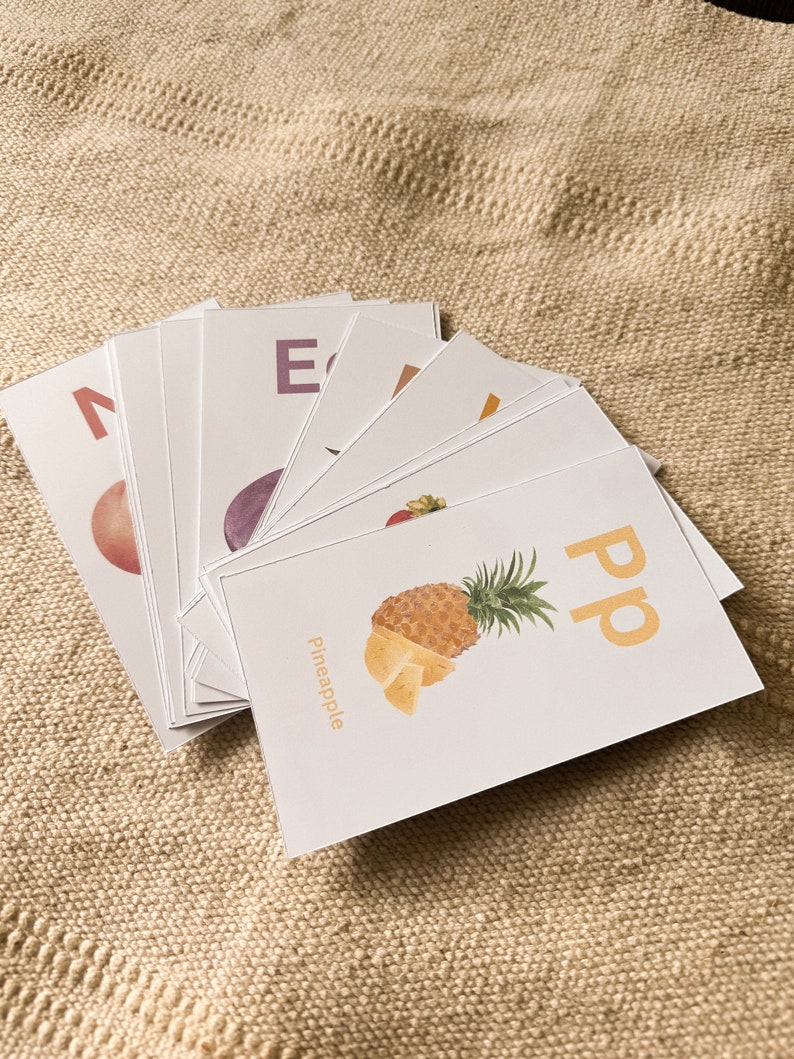 Printable Alphabet Flash Cards With Fruits and Vegetables - Educational ...