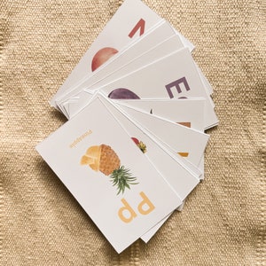 Printable Alphabet Flash Cards With Fruits and Vegetables - Educational ...