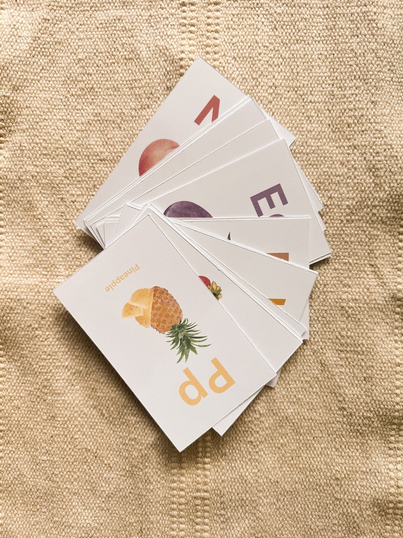 Printable Alphabet Flash Cards With Fruits and Vegetables - Educational ...