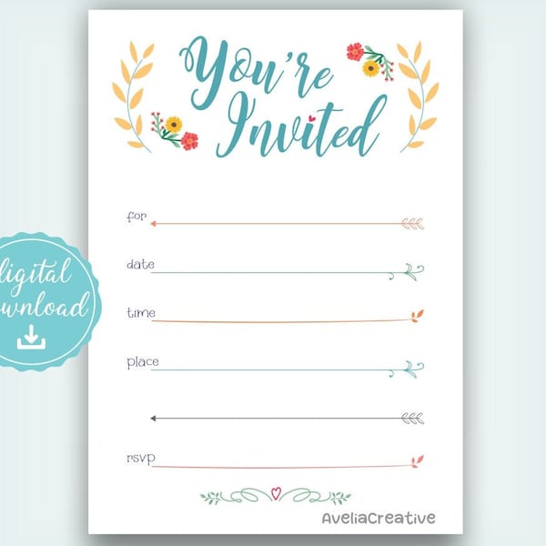Party Blank Invitation, Instant Download, Fill in Invitation, It's ...