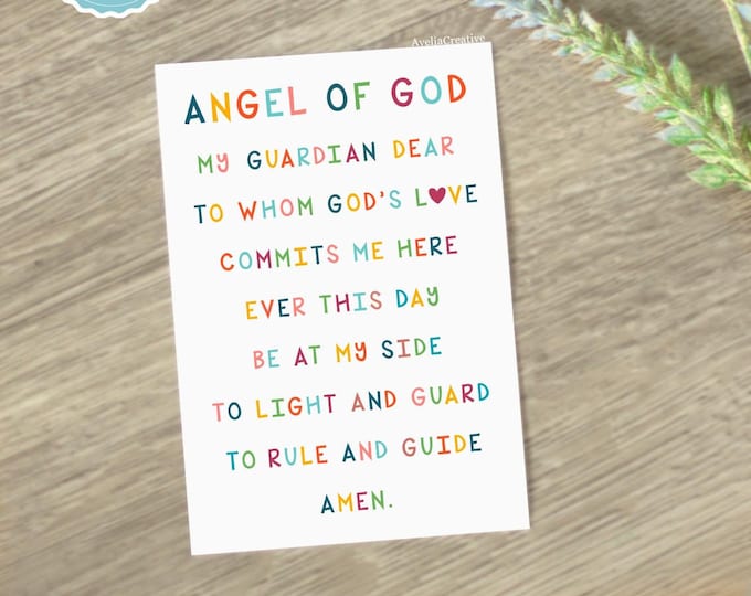 Printable Prayer Card Angel of God, Instant Download, Prayer to ...
