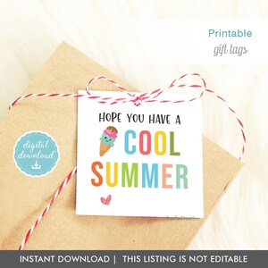 Summer Printable Tags, Instant Download, Have a Cool Summer, Summer ...