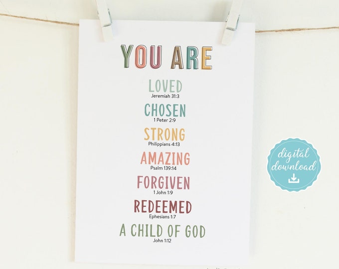 You Are Beautiful, Set Apart, You Are Loved, Bible Verse Print, Bedroom ...