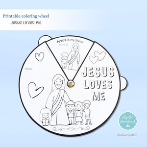 Jesus Loves Me Printable Coloring Wheel, Instant Download, Kids Bible ...