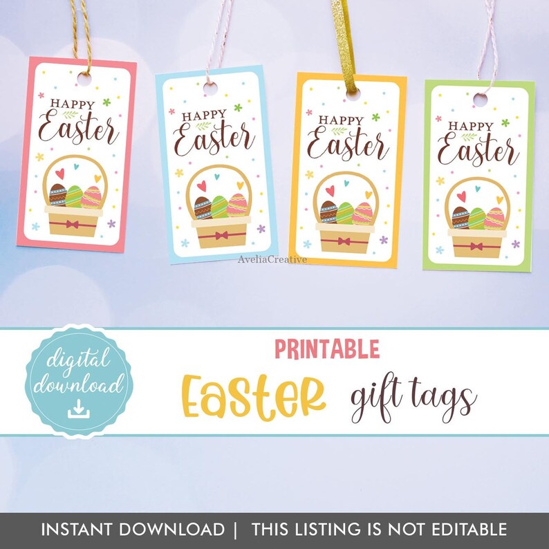 Happy Easter Gift Tags, Instant Download, Printable Tags Happy Easter ...