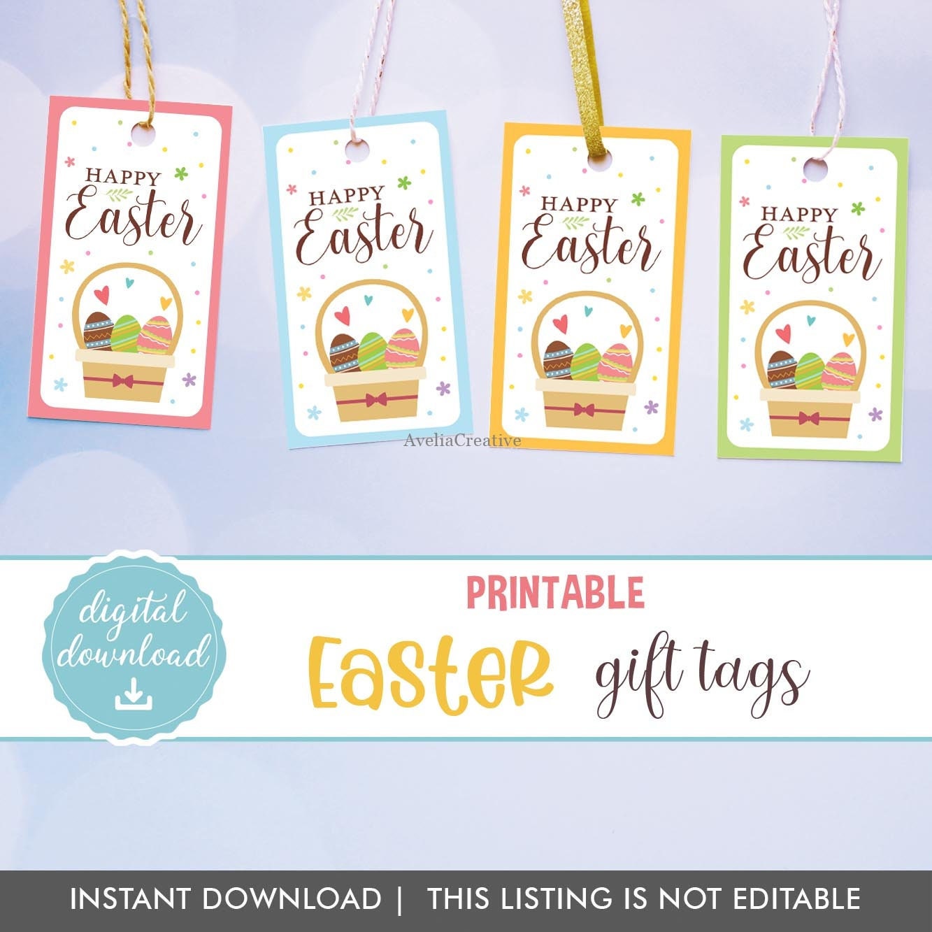 Happy Easter Gift Tags, Instant Download, Printable Tags Happy Easter ...