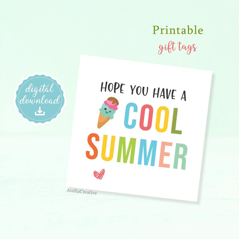 Summer Printable Tags, Instant Download, Have a Cool Summer, Summer ...