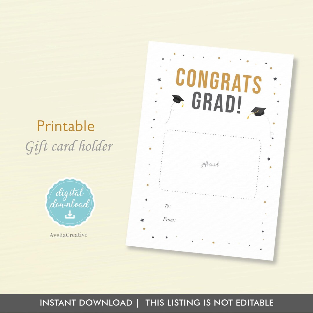 Graduation Gift Card Holder, Instant Download, Printable Congrats Grad ...
