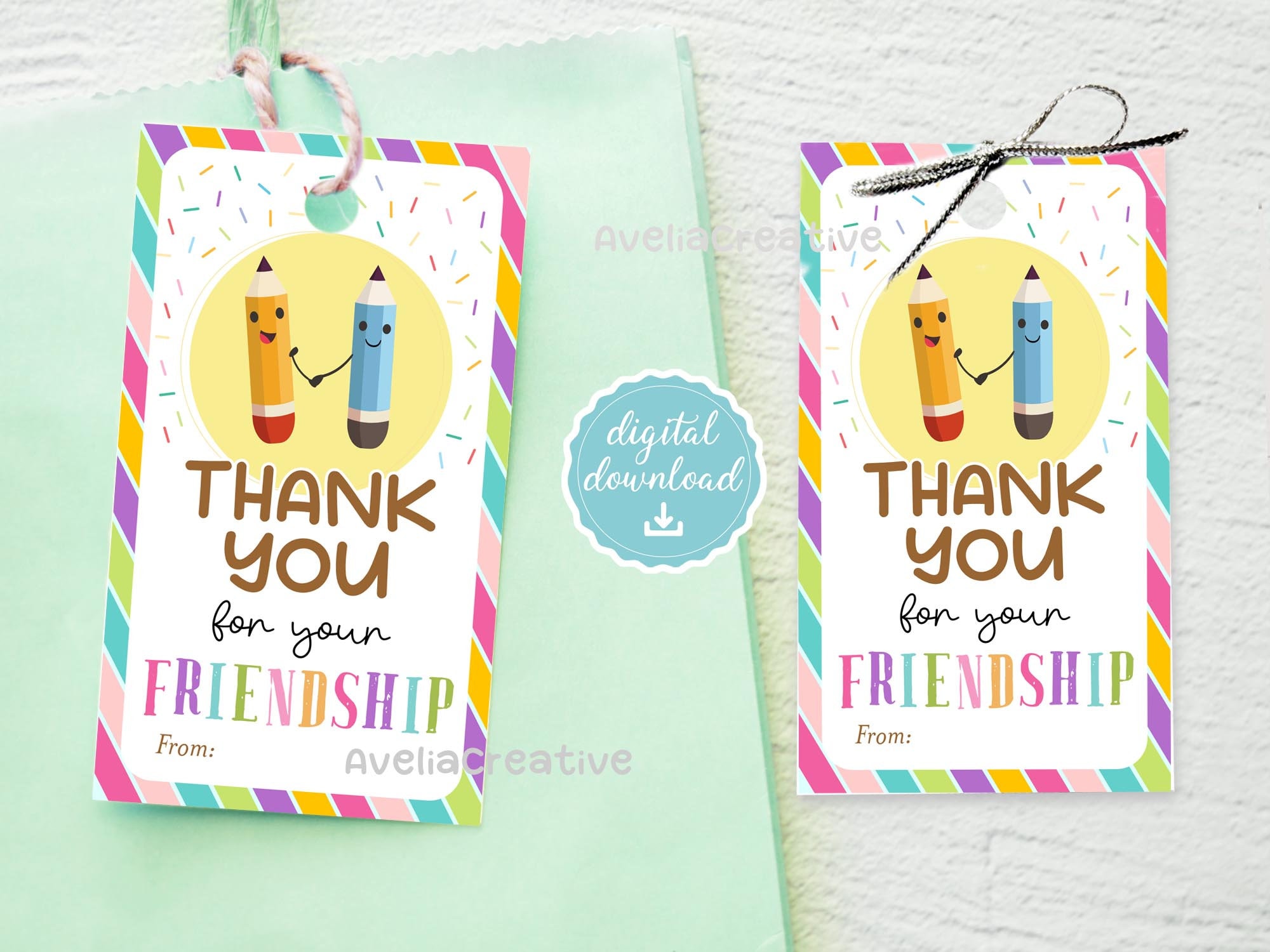 Classmates Tags, Thank You for Your Friendship, Instant Download ...