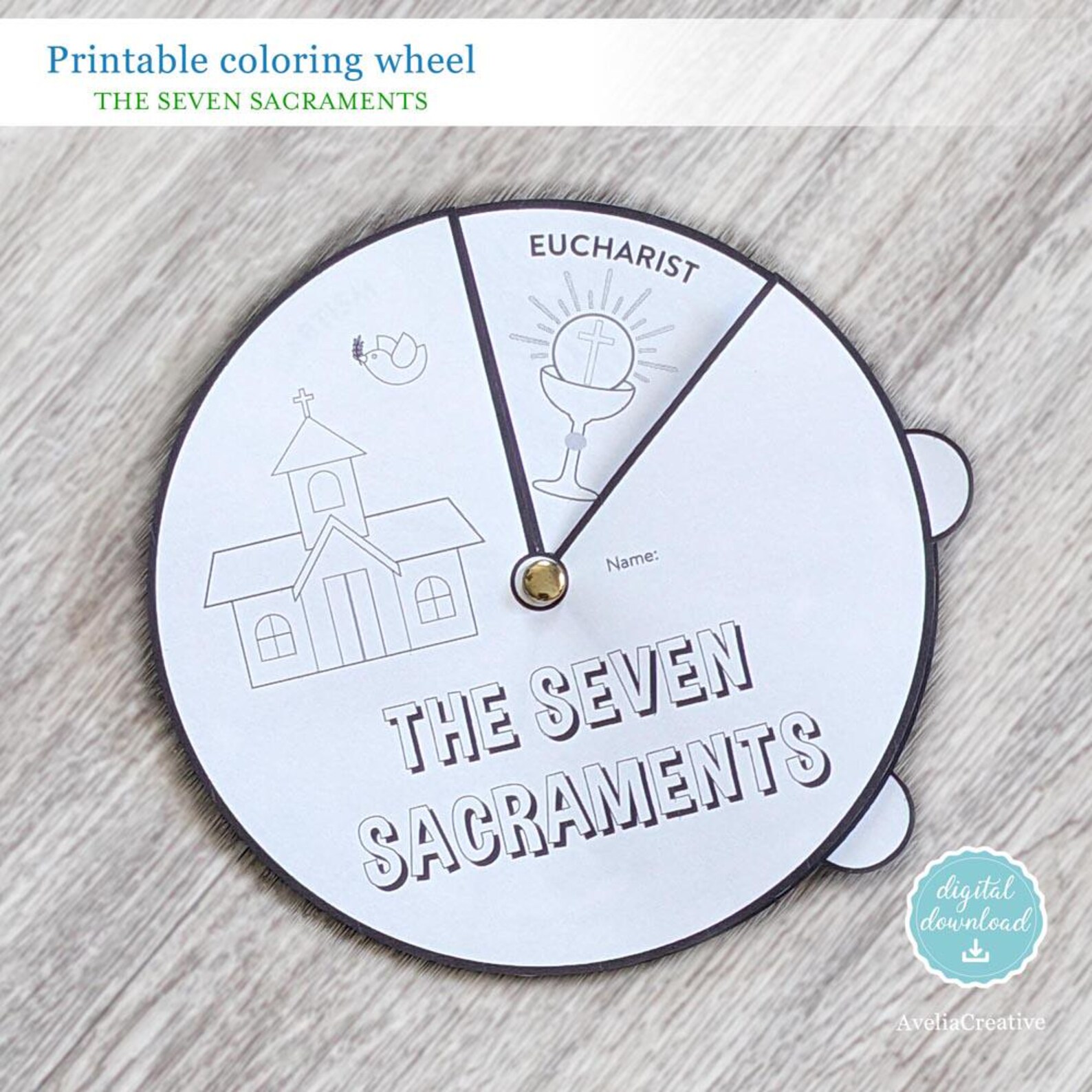 Seven Sacraments Printable Coloring Wheel, Instant Download, Kids ...
