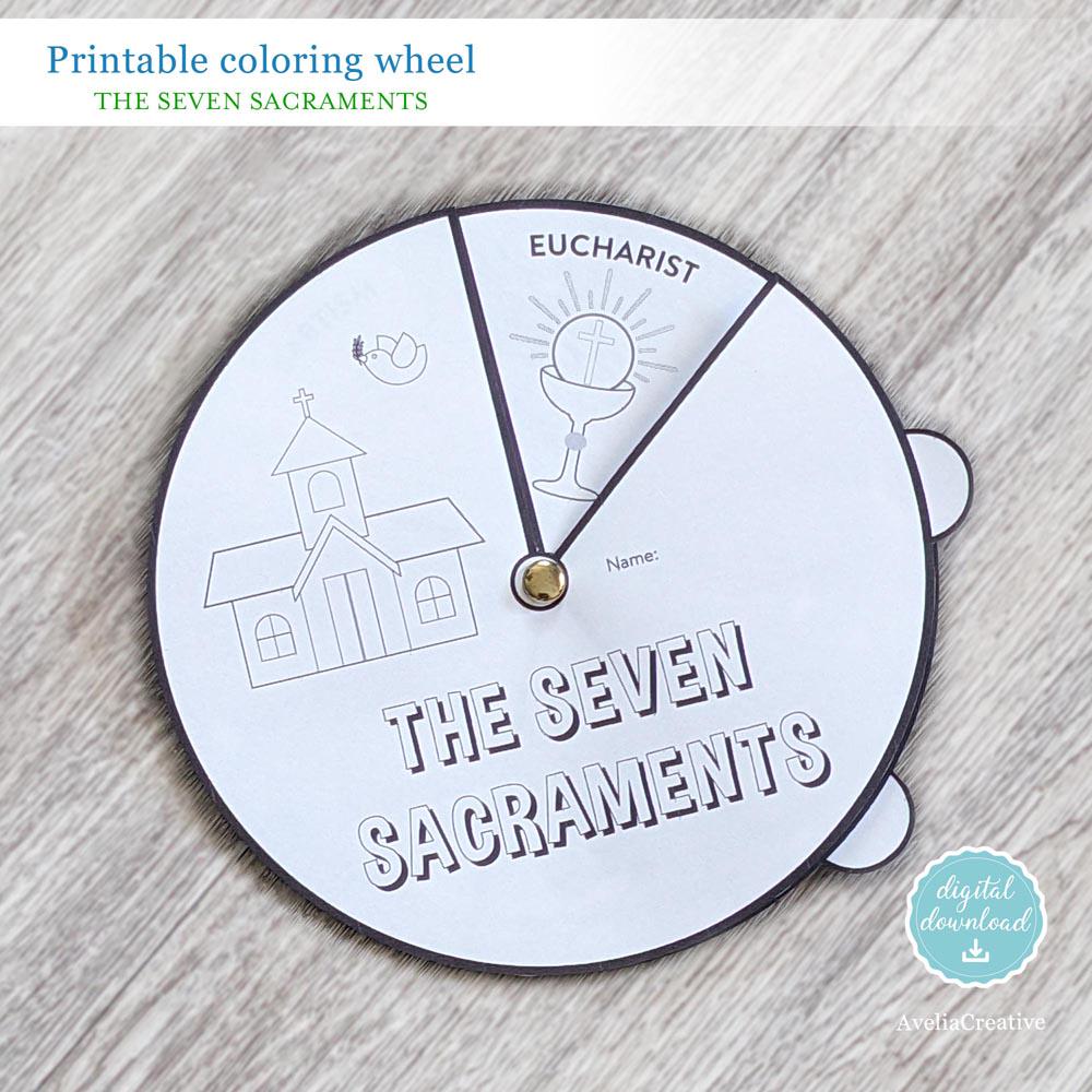 Seven Sacraments Printable Coloring Wheel, Instant Download, Kids ...