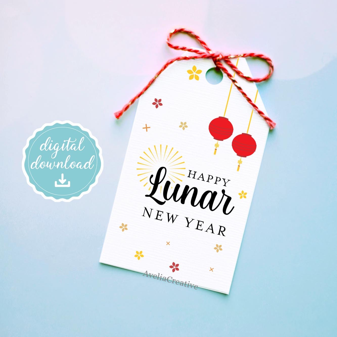 Chinese New Year Gift Tags, Instant Download, Happy Lunar New Year ...