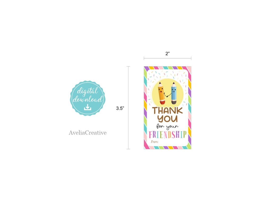 Classmates Tags, Thank You for Your Friendship, Instant Download ...