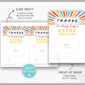 Staff Appreciation Gift Card Holder, Instant Download, Thank You for ...