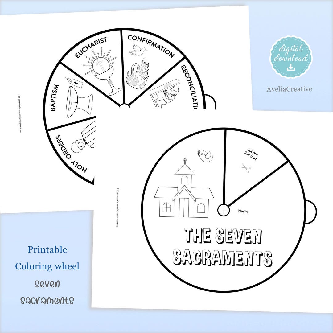 Seven Sacraments Printable Coloring Wheel, Instant Download, Kids ...