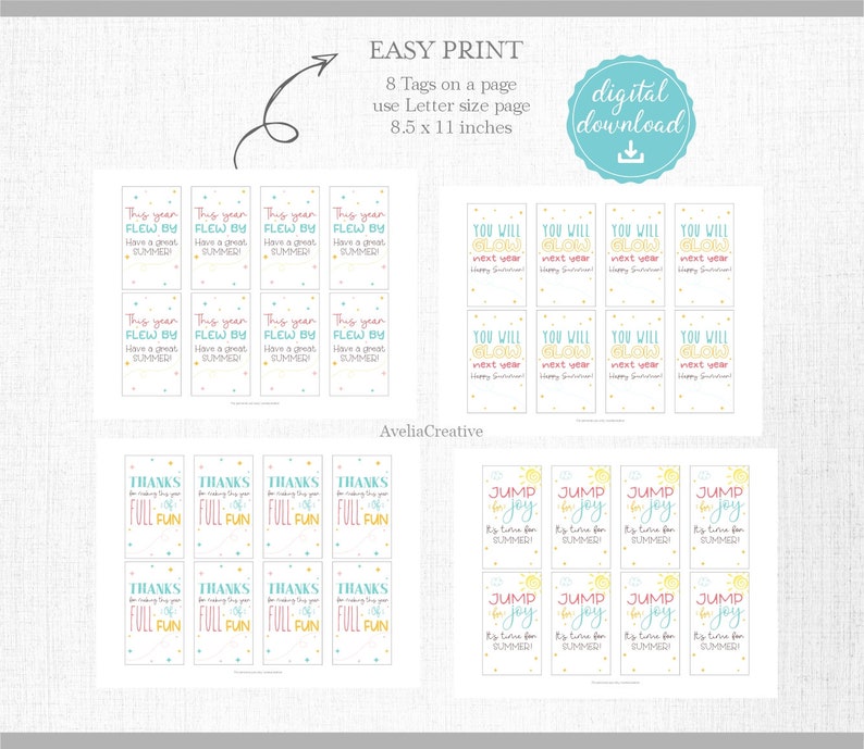 Student Printable Gift Tags, Instant Download, Printable Students Favor ...