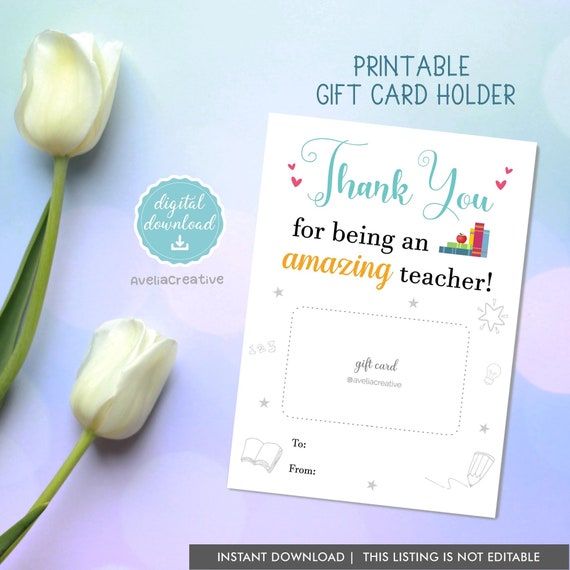 Amazing Teacher Gift Card Holder Thank You for Being an - Etsy