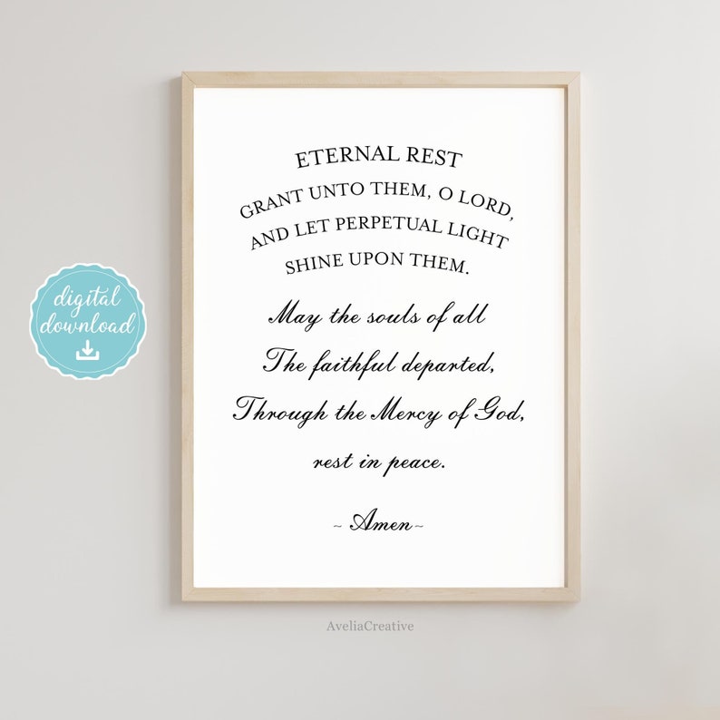 Eternal Rest Prayer Printable Wall Art, Instant Download, May the Souls ...