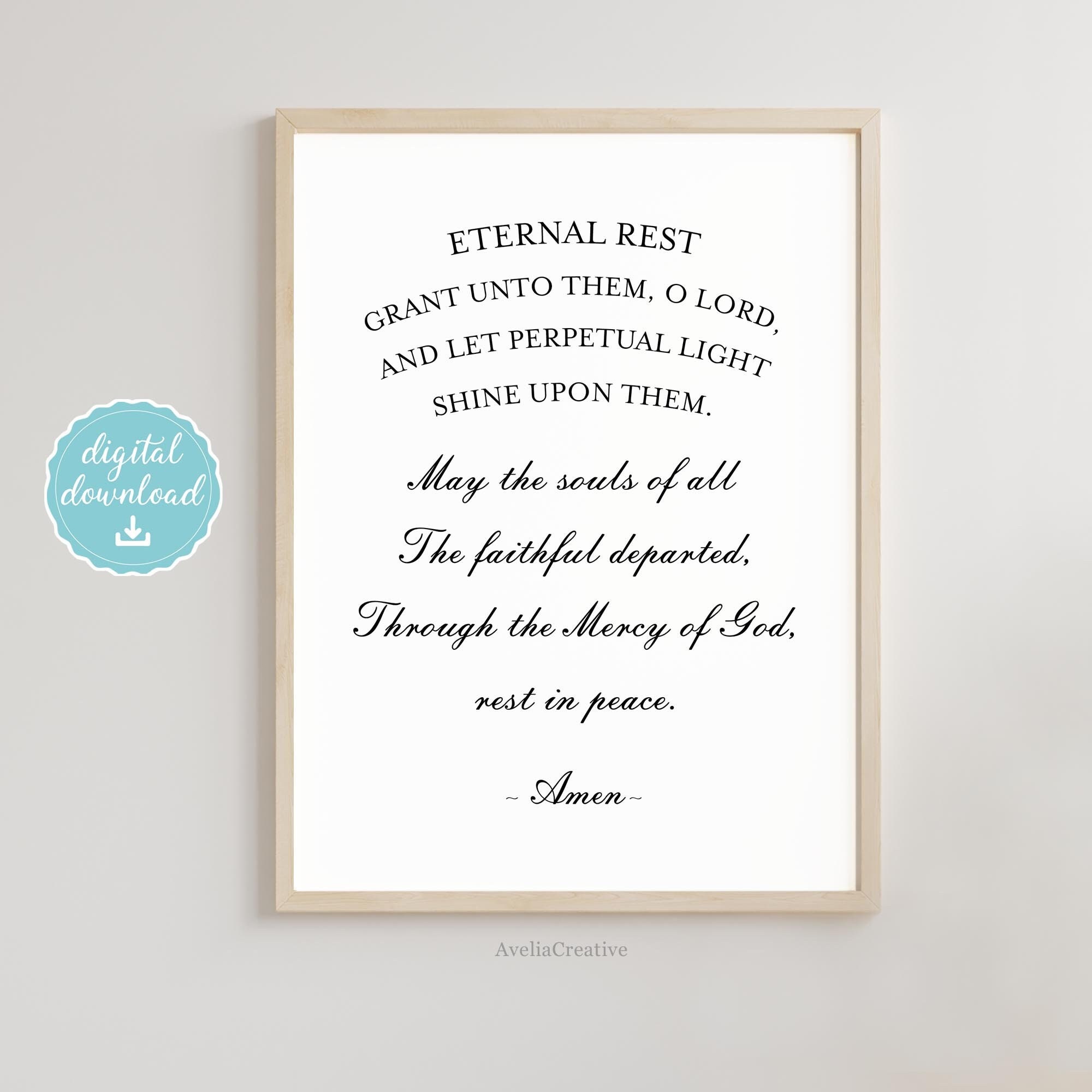 Eternal Rest Prayer Printable Wall Art, Instant Download, May the Souls ...