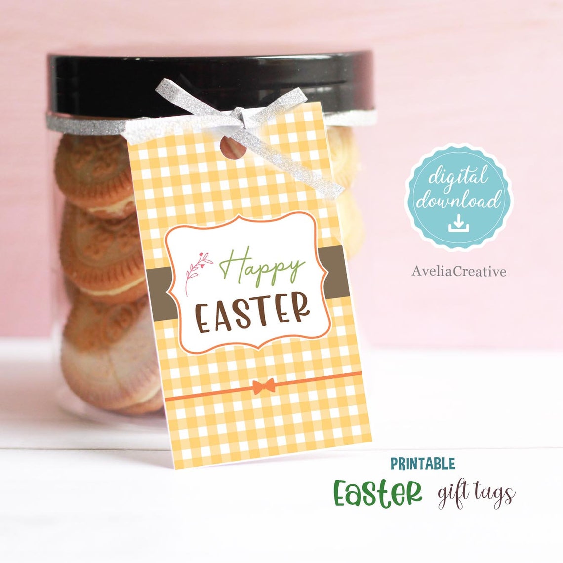 Printable Easter Gift Tags, Instant Download, Printable Happy Easter ...