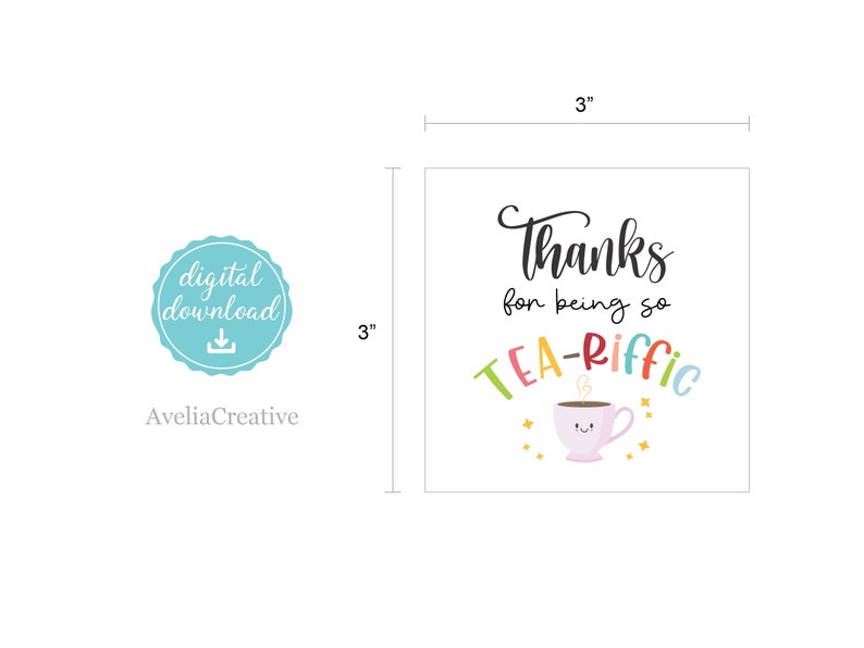 Thanks for Being so Tea-riffic Printable Tags Instant - Etsy