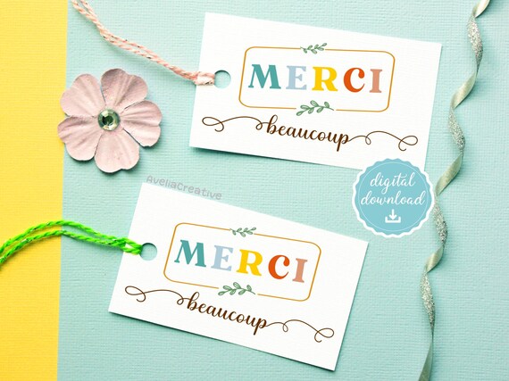 Merci Beaucoup Printable Tag Instant Download Thank You Tag - Etsy