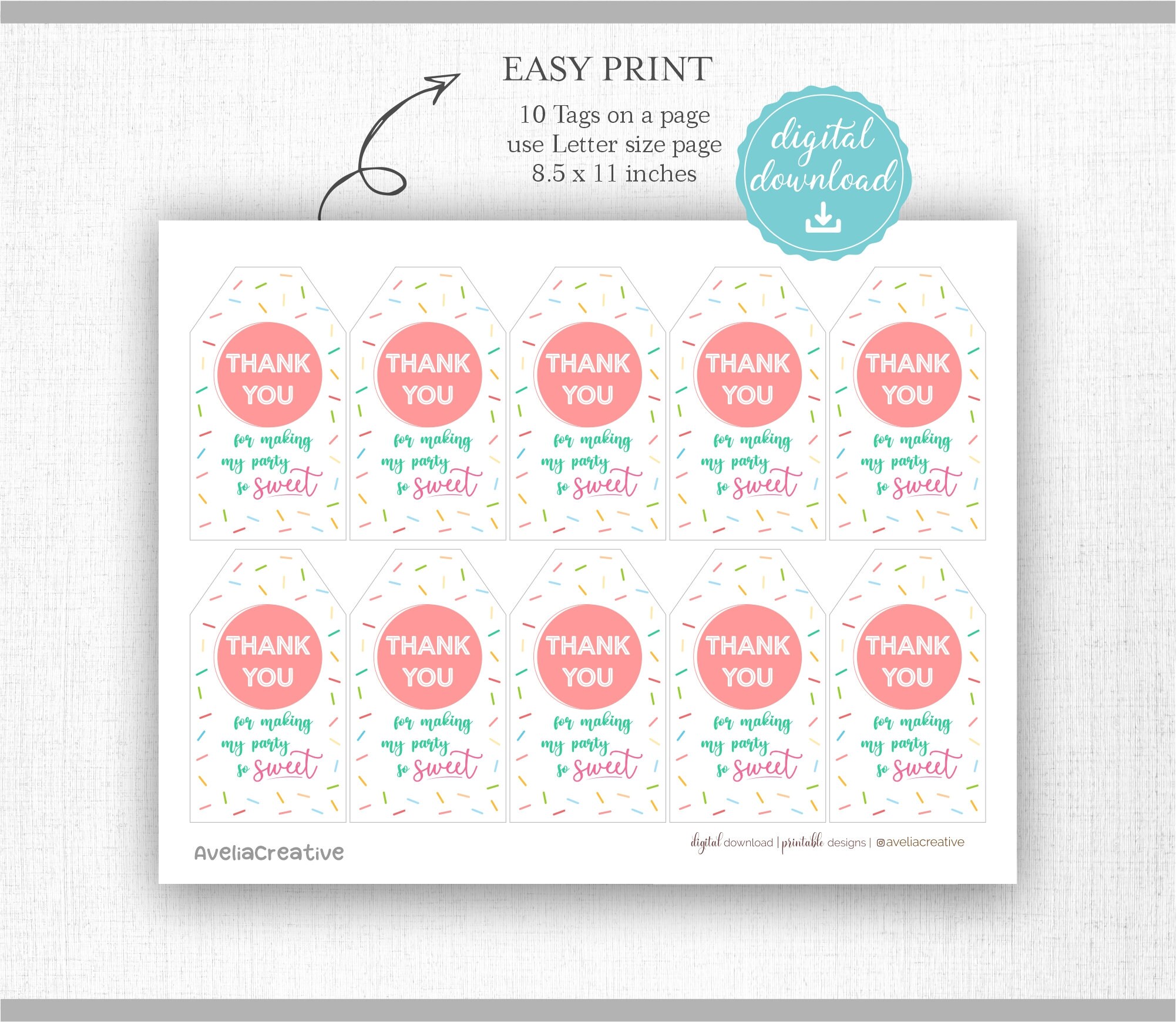 Thank You Party Tag, Instant Download, Thank You for Making My Party so ...