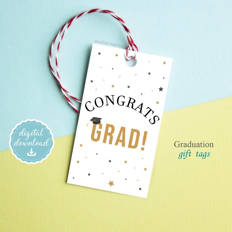 Graduation Gift Tags, Instant Download, Congrats Grad Printable Favor ...