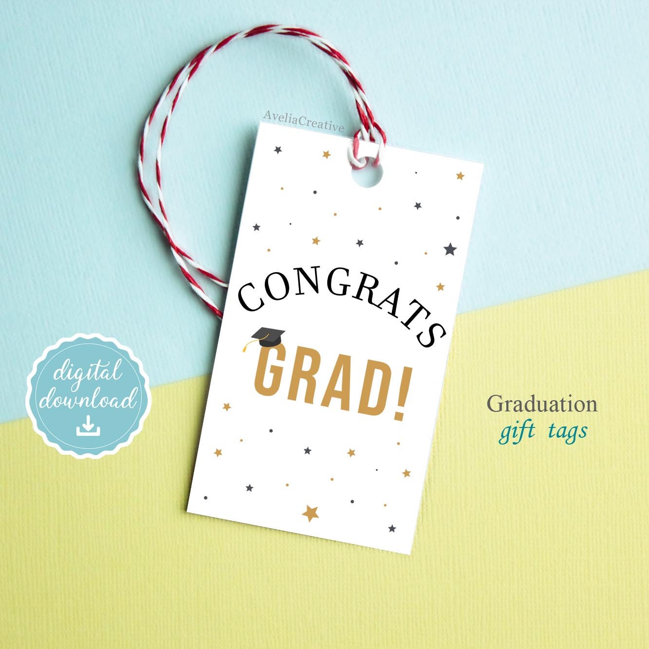 Graduation Gift Tags, Instant Download, Congrats Grad Printable Favor ...