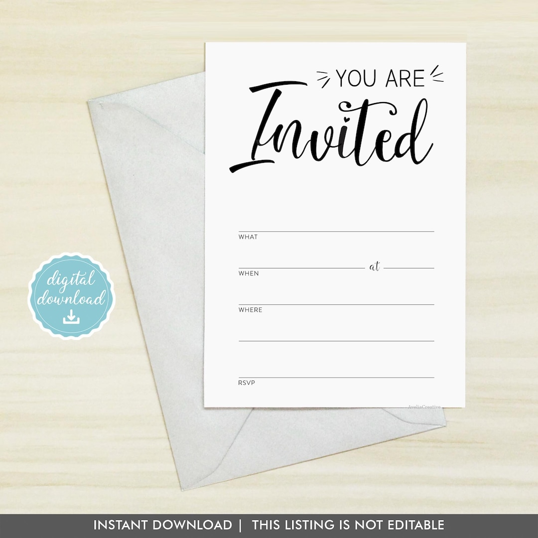 You're Invited Blank Invitation, Instant Download, Fill-in Invite ...
