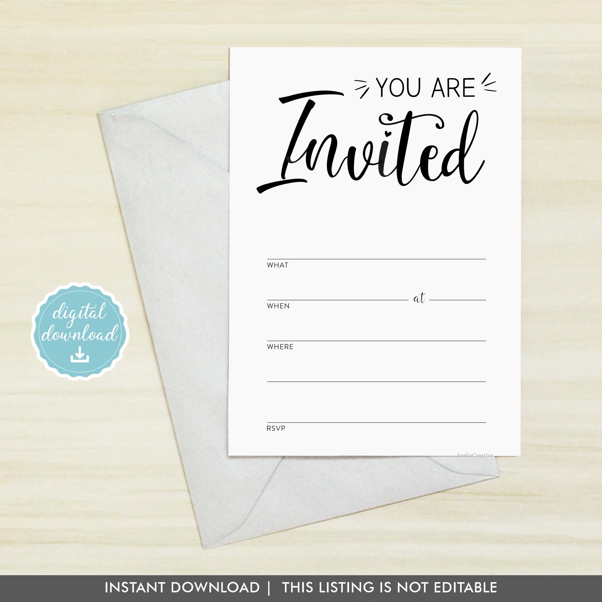 You're Invited Blank Invitation, Instant Download, Fill-in Invite ...